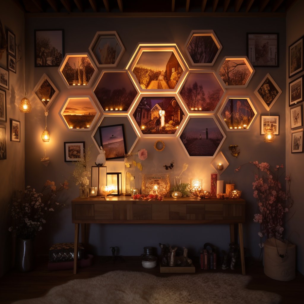 De charme van hexagon foto's als muurdecoratie